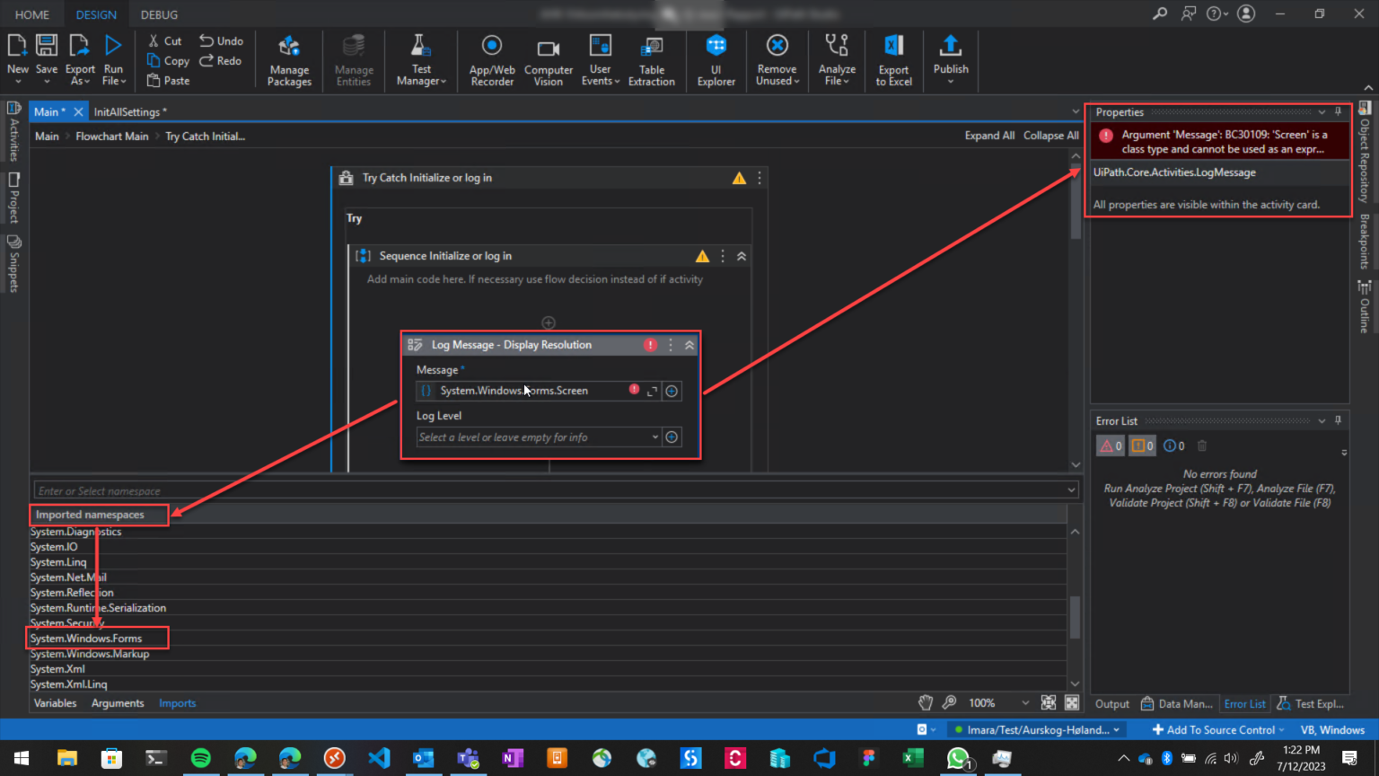 Uipath Resolving Missing Namespace In A Project Recursion No