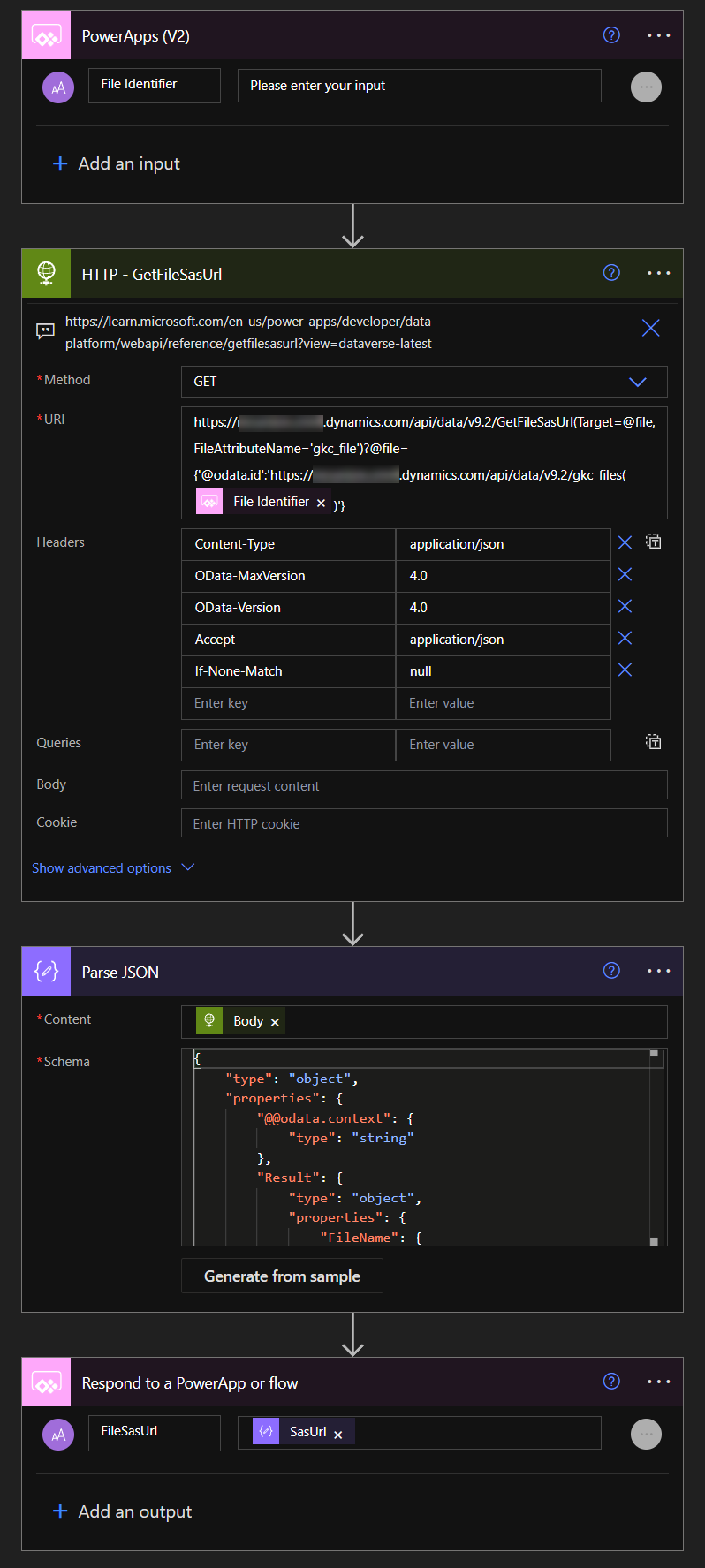 Power Automate: Get Dataverse file URL (show file content) - recursion.no
